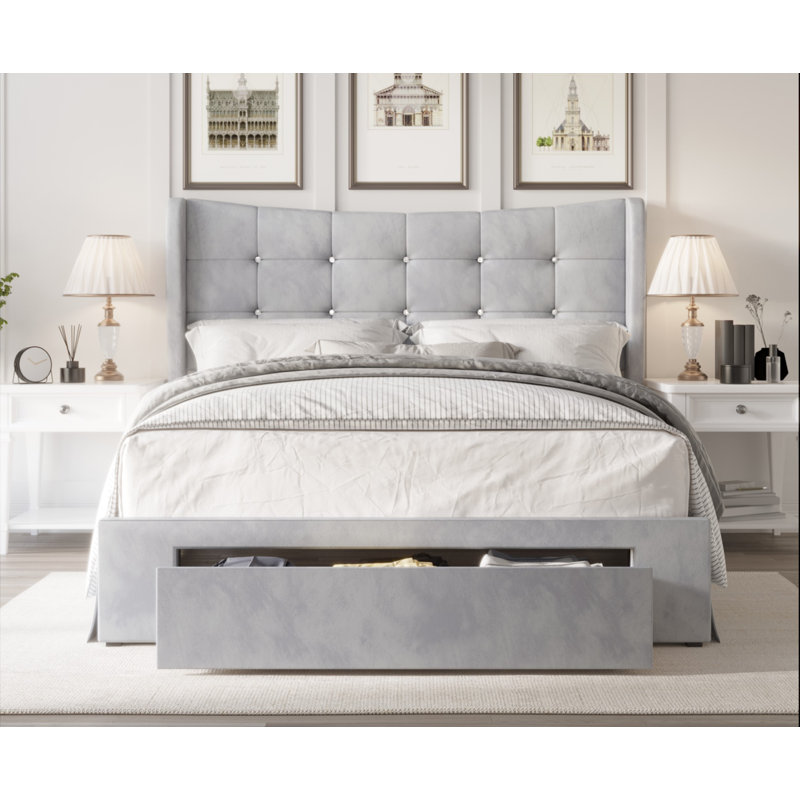 Willa Arlo Interiors Culberson Upholstered Wingback Storage Bed